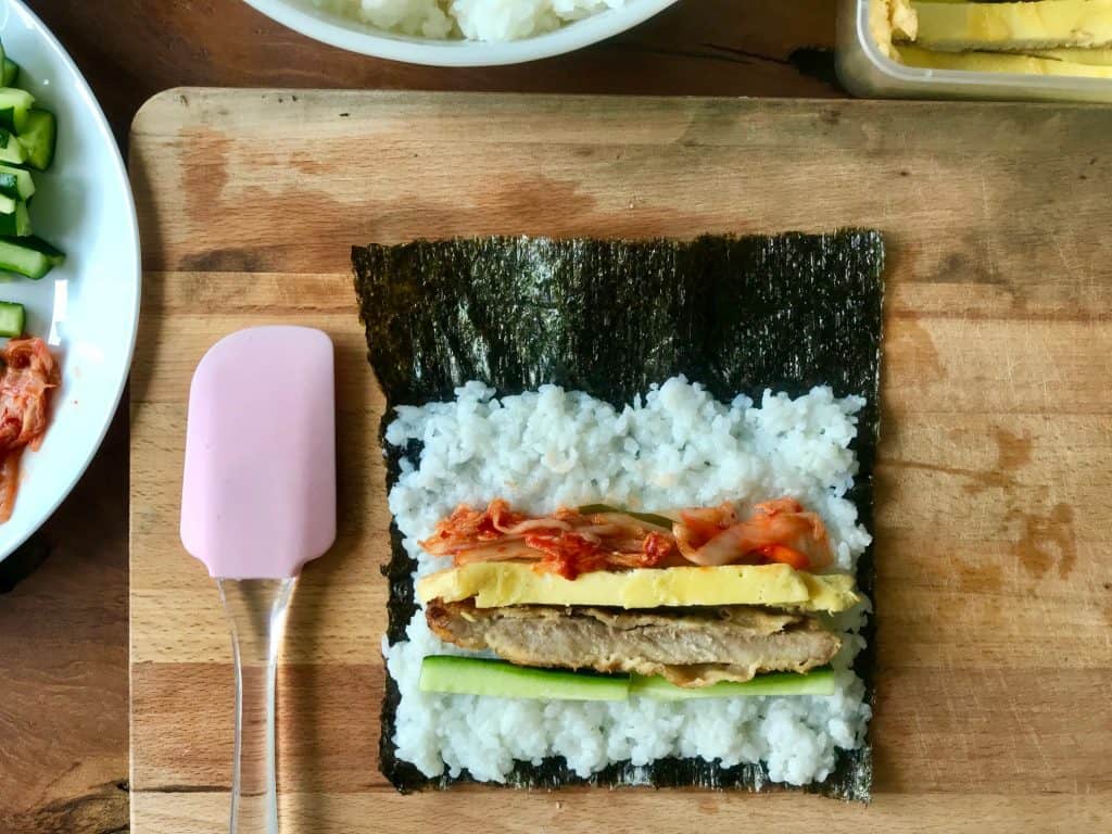 Kimchi and Pork Cutlet Kimbap Recipe | Jen Reviews